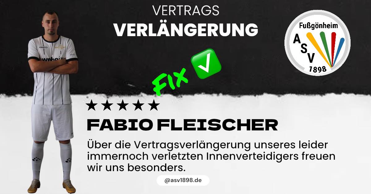 Innenverteidiger Fabio Fleischer verlängert bis Sommer 2027 - ASV 1898 ...