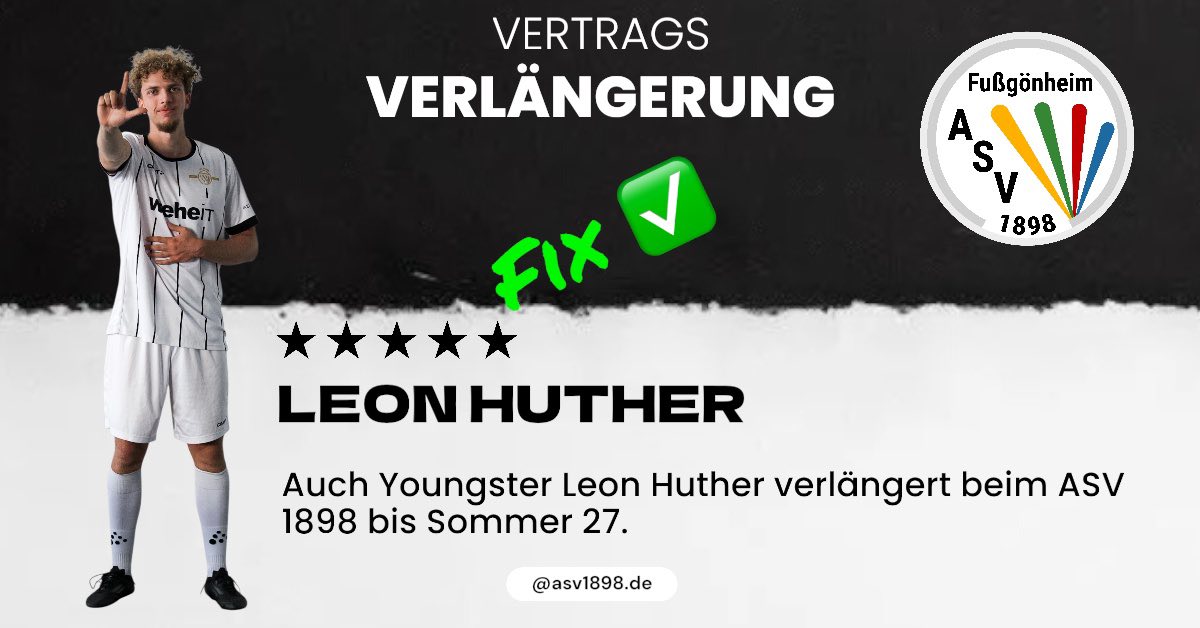 Leon Huther verlängert bis Sommer 2027! - ASV 1898 Fußgönheim e.V.